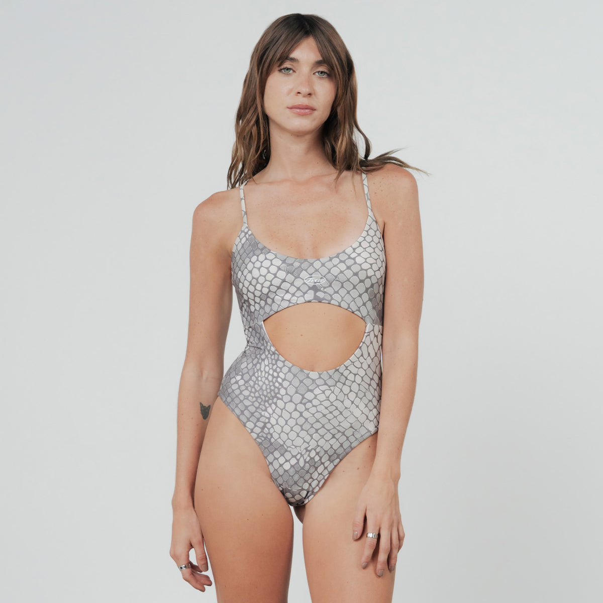 Python Cut-Out Bodysuit - Gray